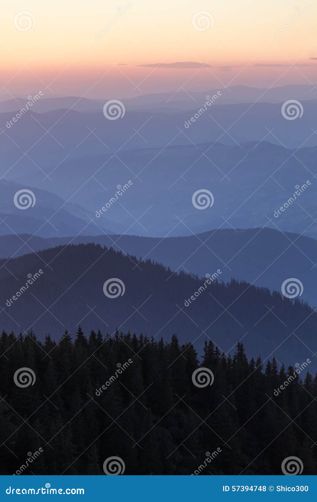 Distant Mountain Range and Thin Layer of Clouds on the Valleys Stock ...