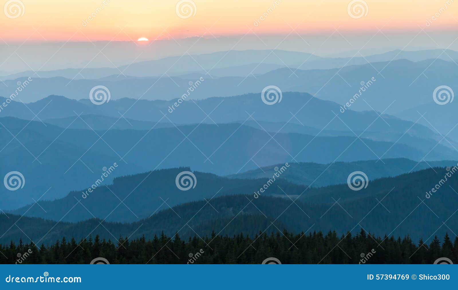 Distant Mountain Range and Thin Layer of Clouds on the Valleys Stock ...