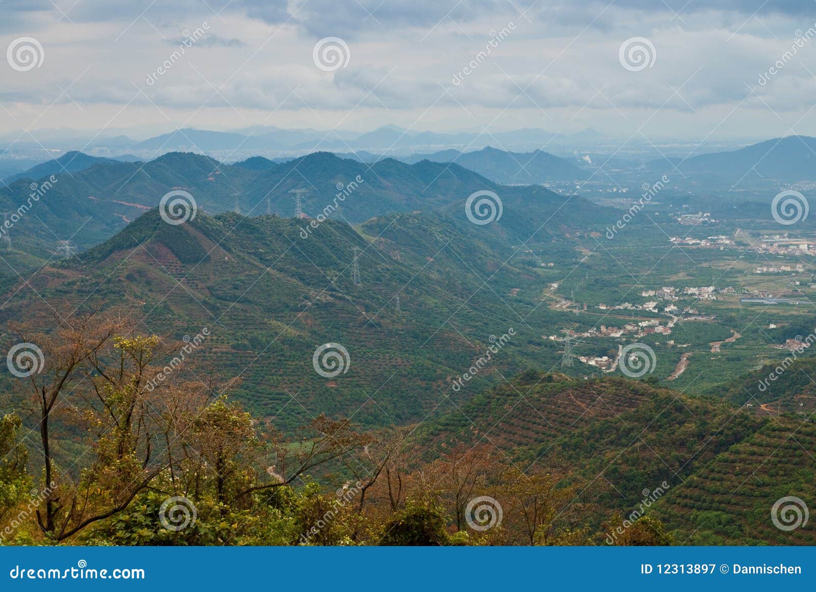 Distant Mountains in Autumn Stock Image - Image of guangdong, panorama ...