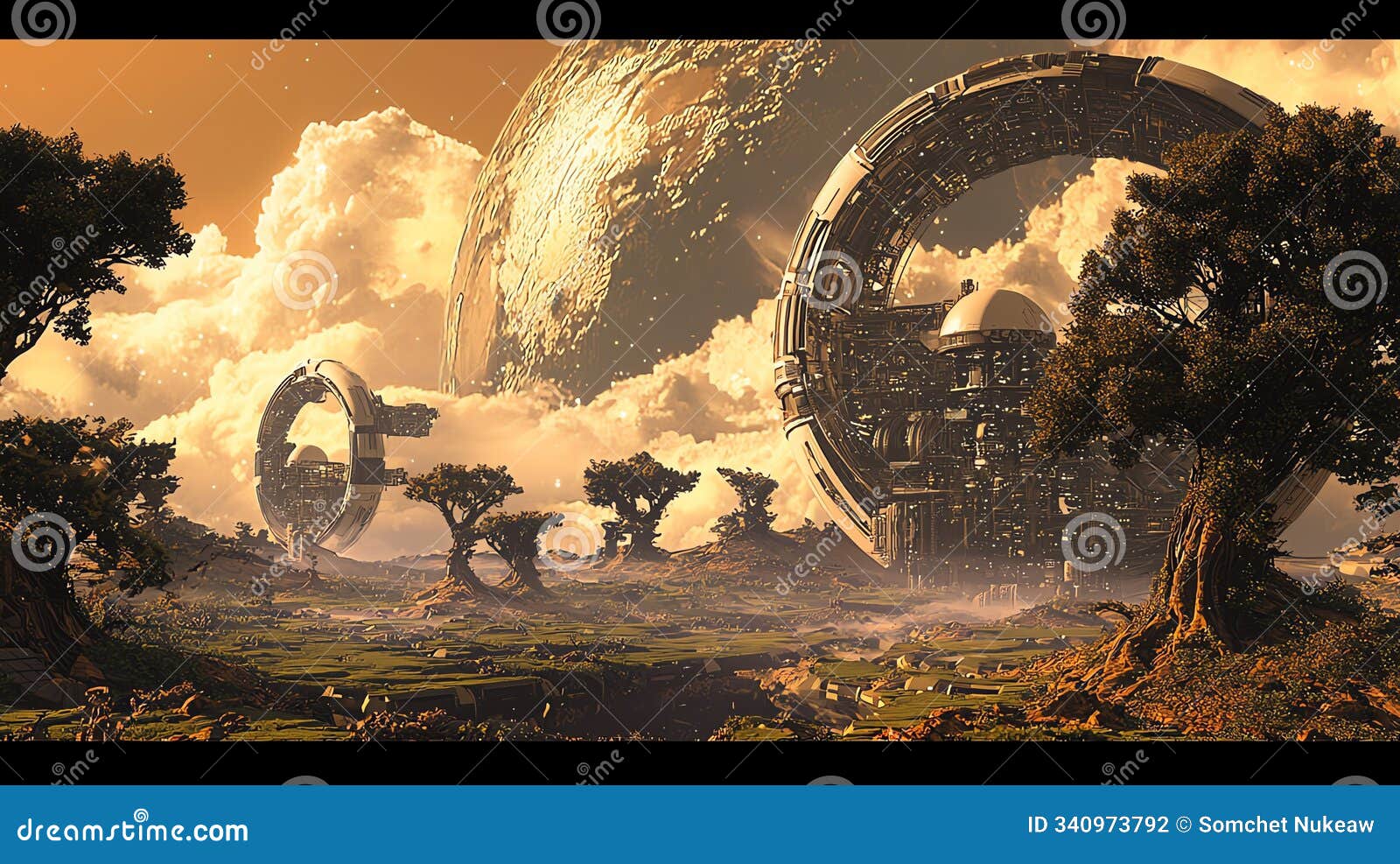 A Distant Planet Covered in Alien Technology, with Towering Machines ...
