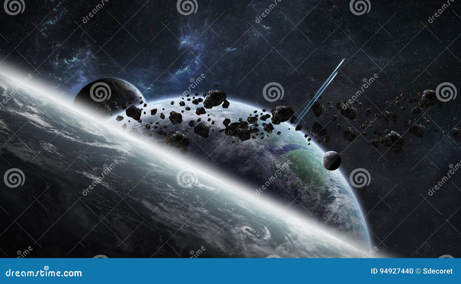 Distant Planet System in Space 3D Rendering Stock Illustration ...