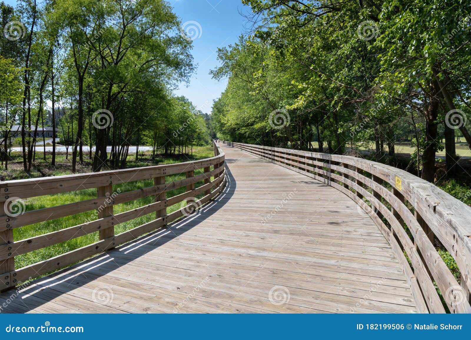 Elevated Boardwalk In Public Recreation Area, Walking Or Biking Path ...