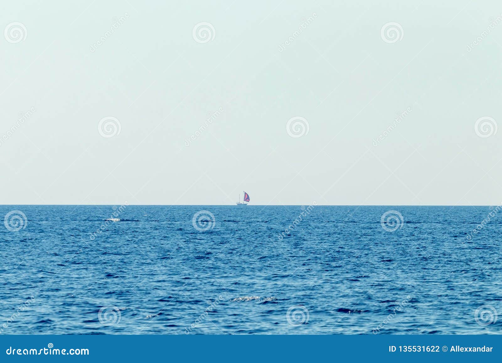 Distant Sail Boat on the Sea, Summer Vacation Stock Photo - Image of ...