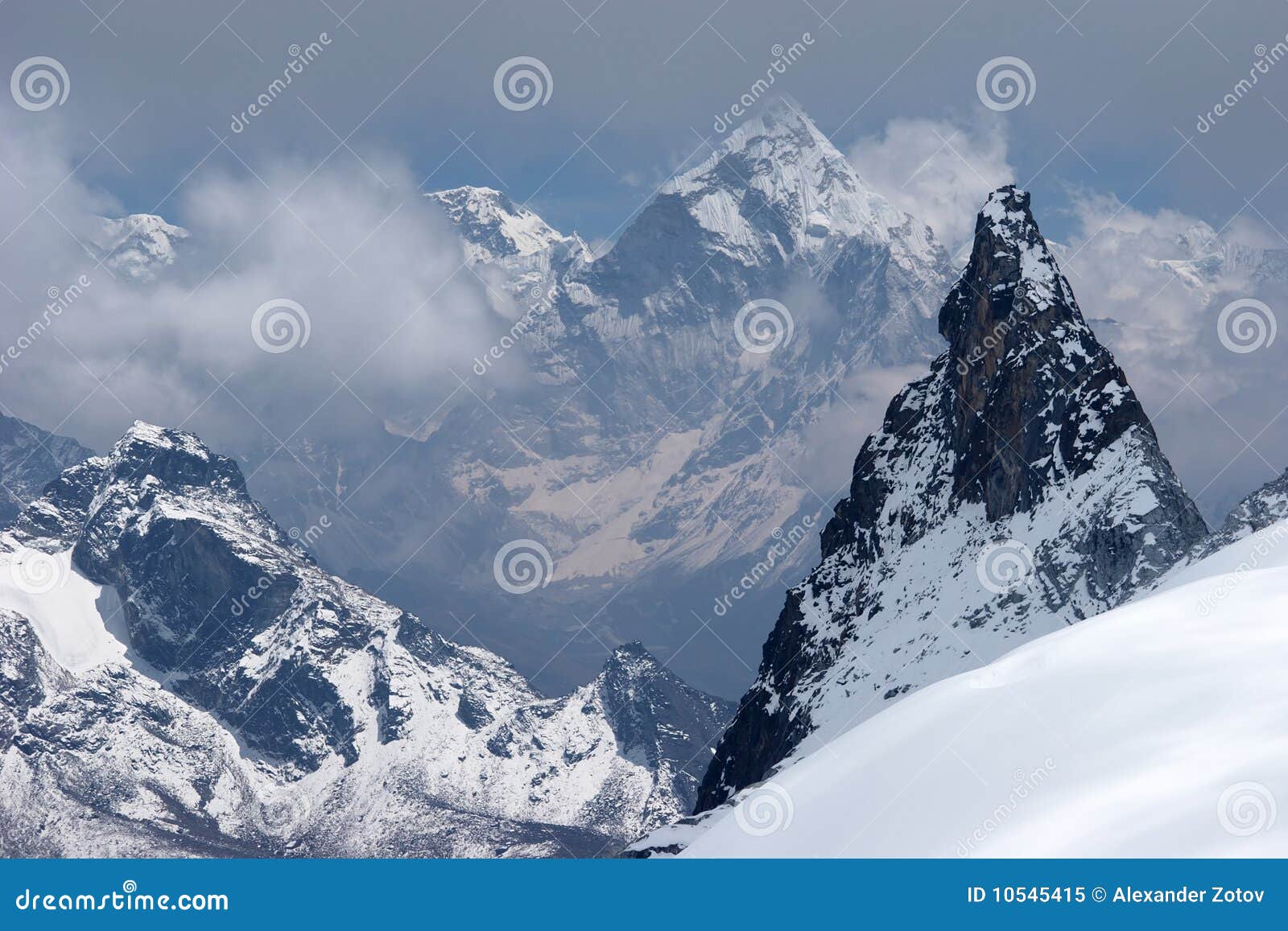 Distant Snow Mountains Across a Valley, Himalaya, Nepal Stock Image ...