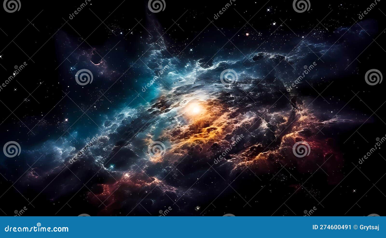 Distant Space. Infinity. Abstract Space Background with Nebula and ...