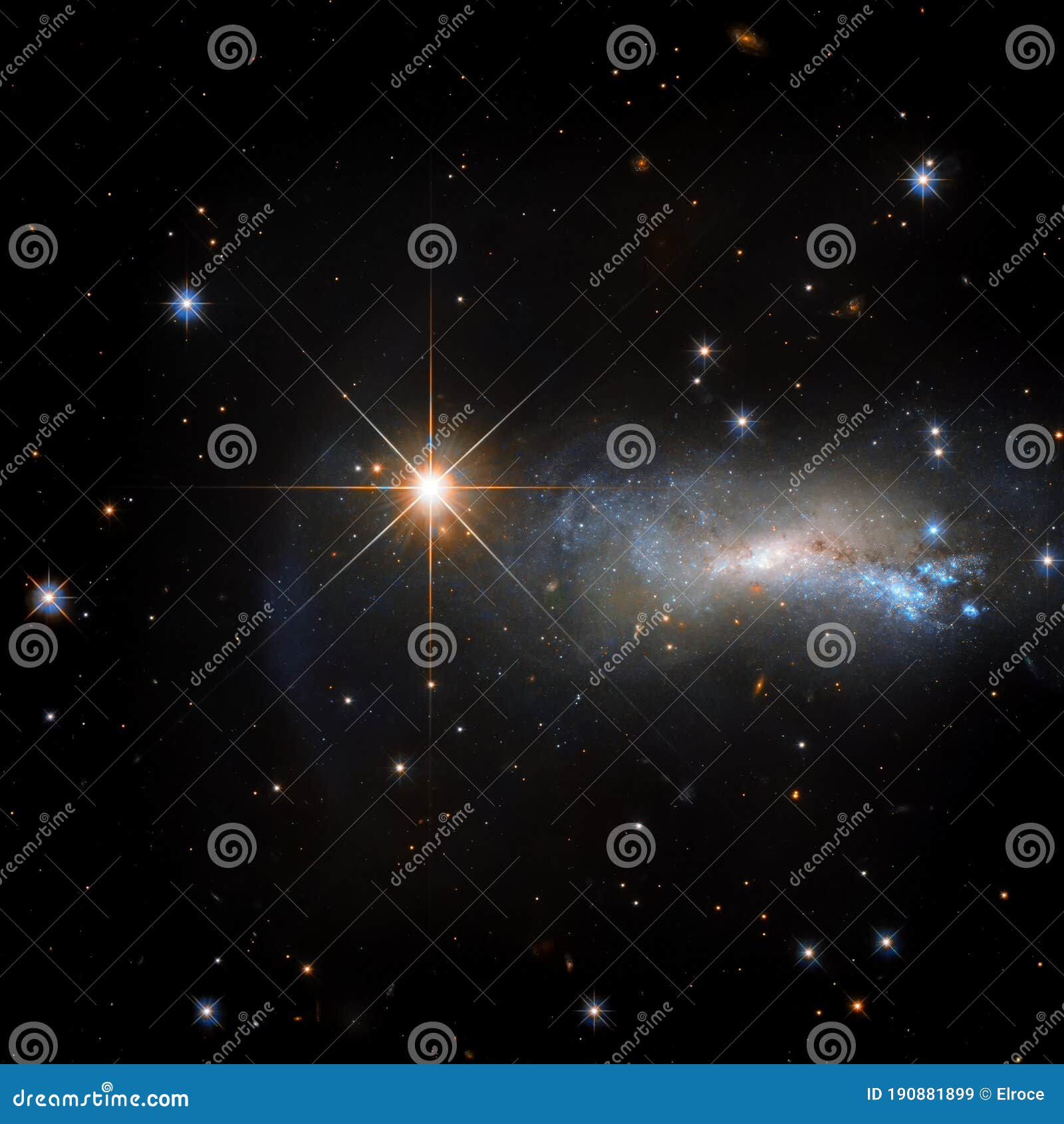 A distant star and galaxy. stock image. Image of fiction - 190881899