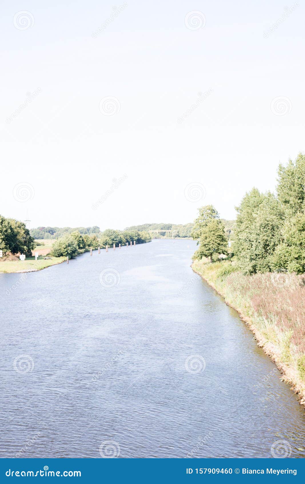 Distant View on End on the River Ems and the River Banks in Lathen ...