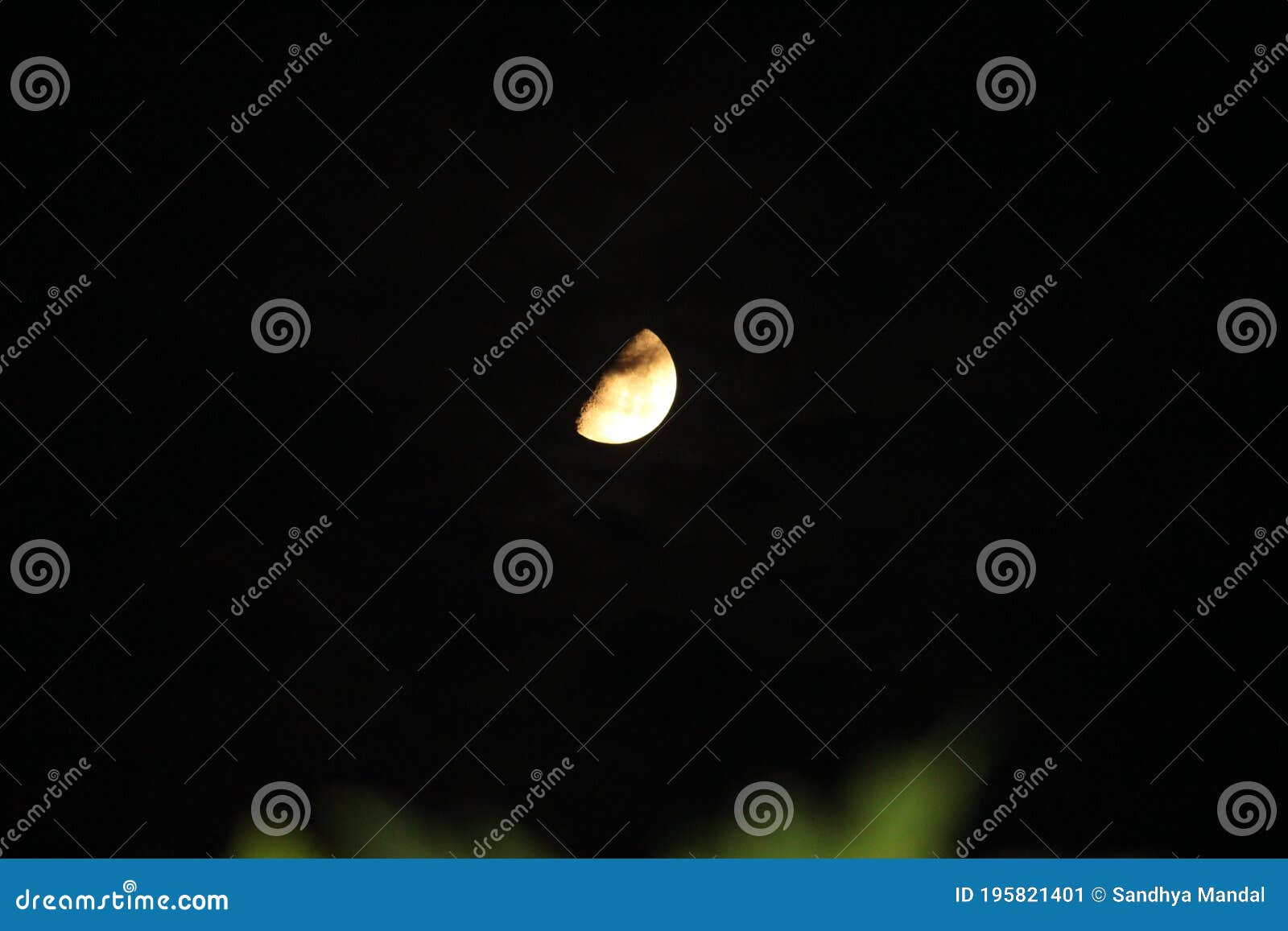 View of the Half Moon in the Night Sky Stock Image - Image of natural ...