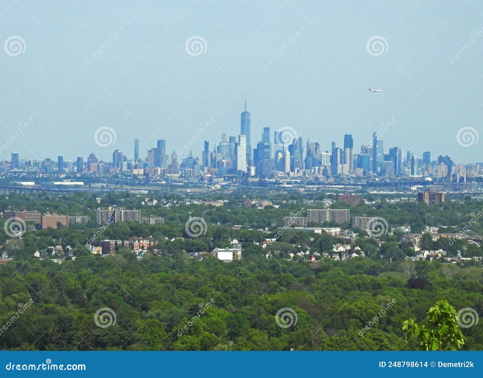 Distant Views of NYC Skyline -01 Stock Photo - Image of antennas, haze ...