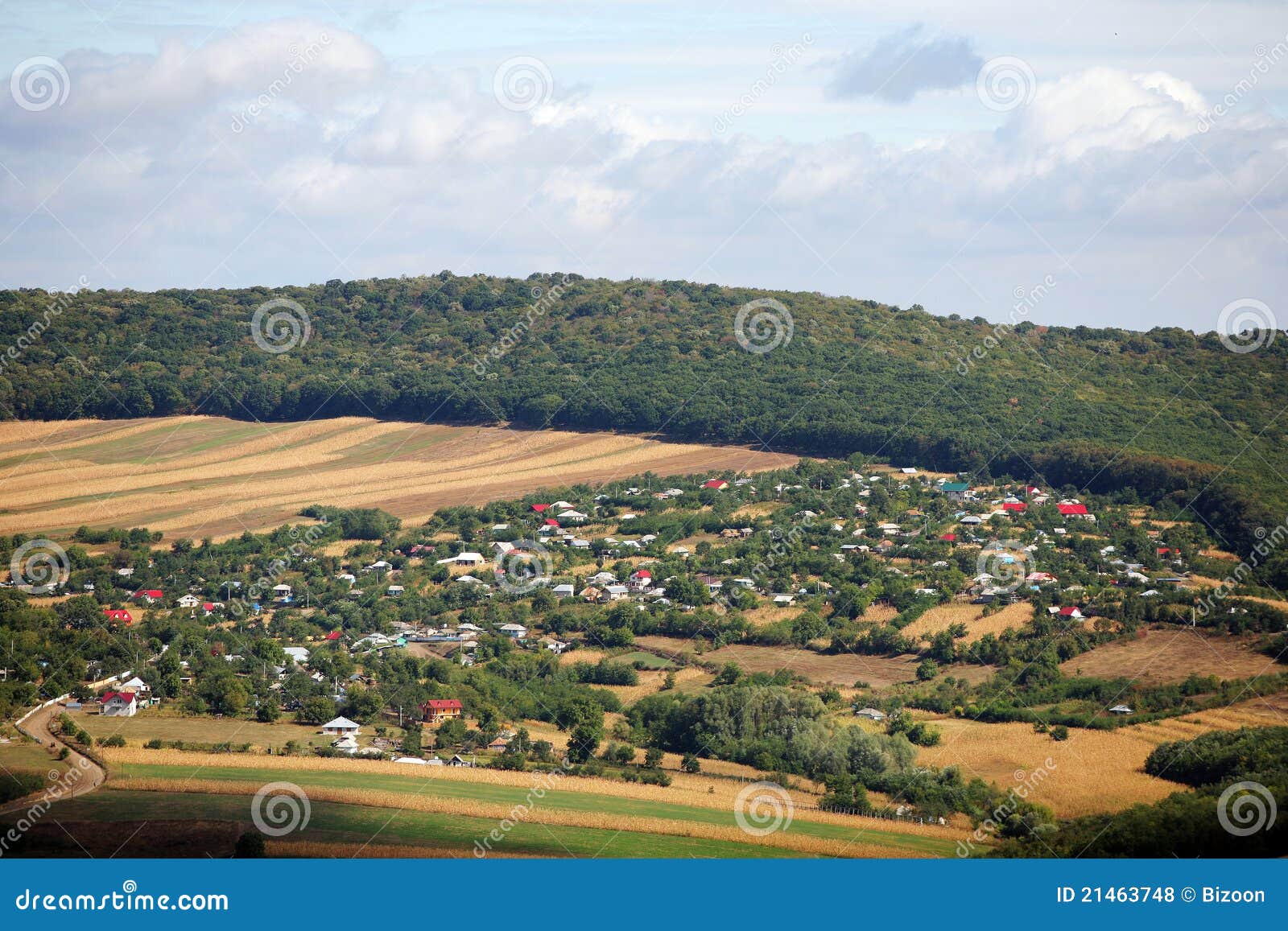 Distant village stock photo. Image of farms, hill, grass - 21463748