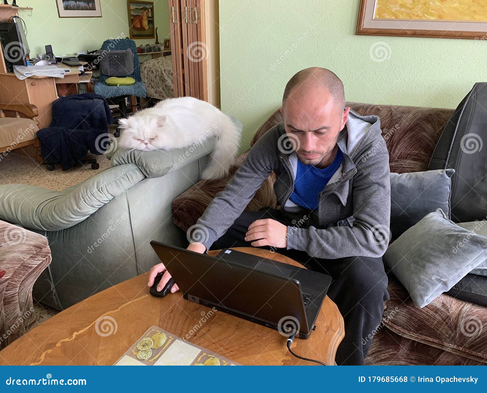 Distant Work from Home during Quarantine Stock Photo - Image of ...