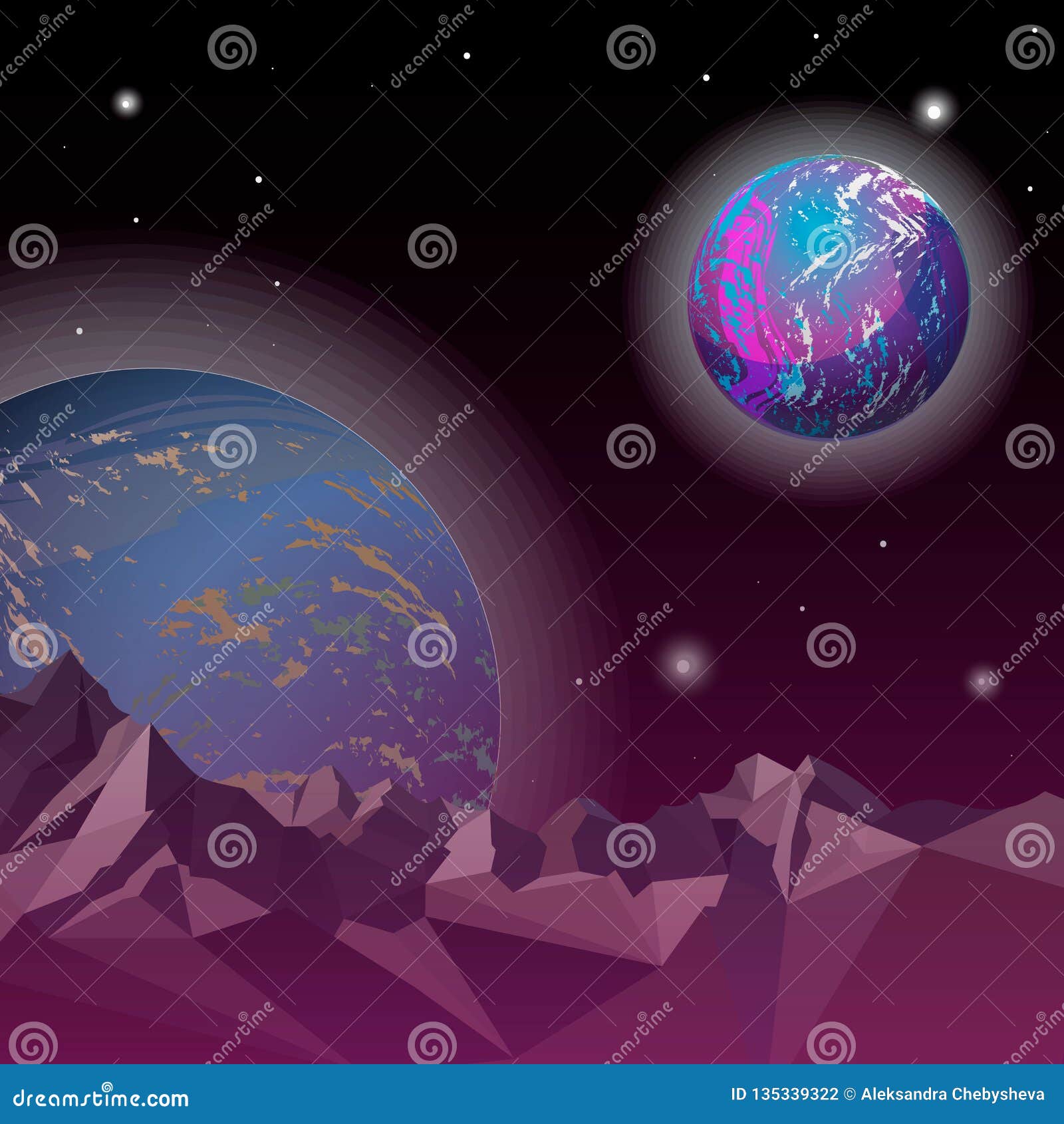 Distant World in Space.Empty Planet in Open Space Stock Illustration ...