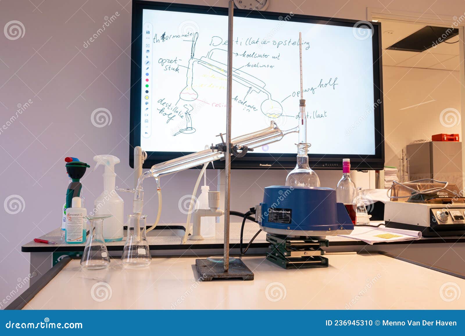 Distillation Device in a Chemistry Classroom at School Stock Photo ...