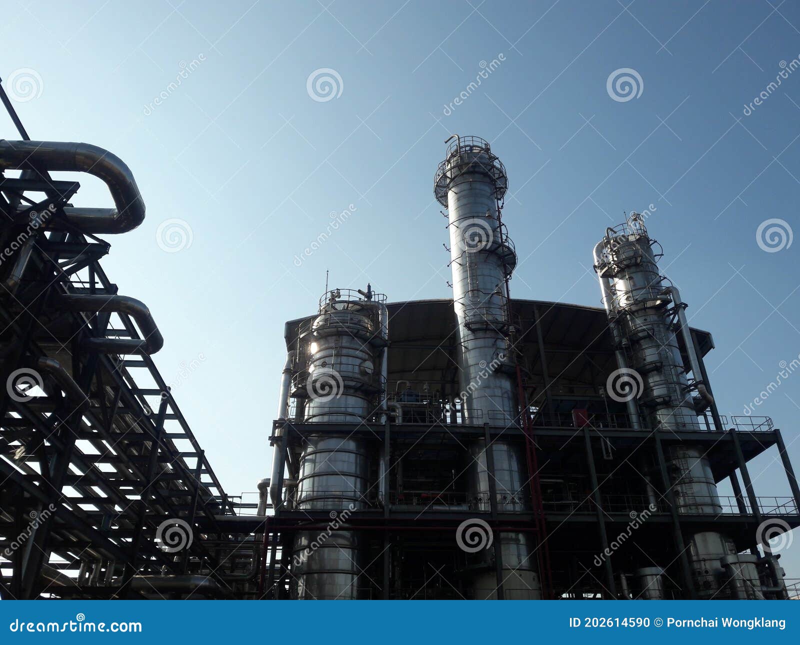 Distillation Tower and Pipe Rack of Alcohol Distillation Plant Stock ...