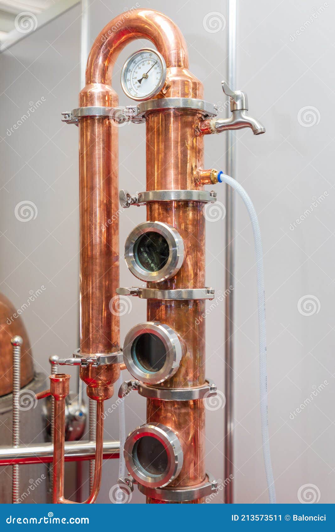 Distillery Copper Column stock image. Image of pipes - 213573511
