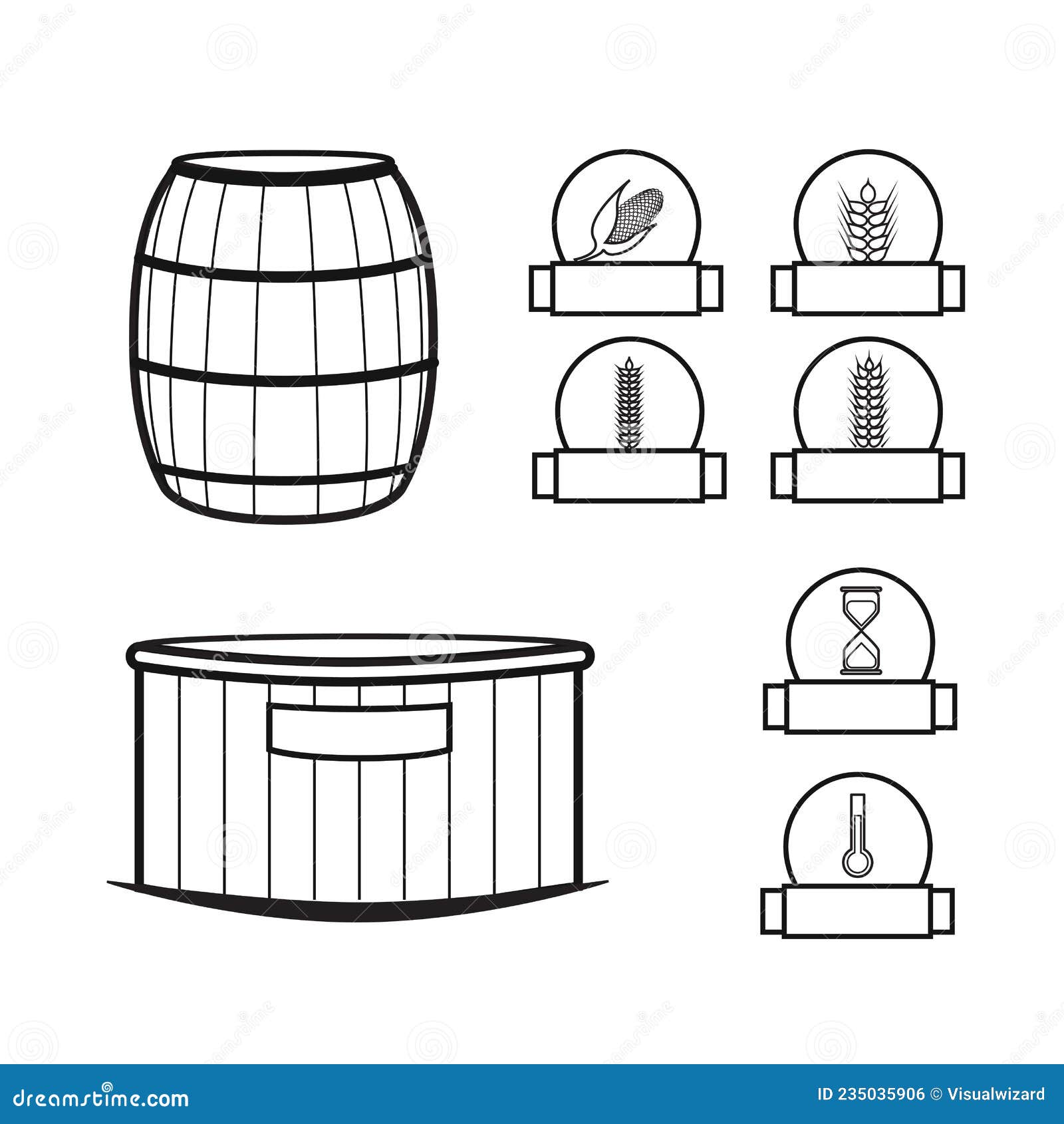 Distillery Equipment Line Illustration Vector Set Pack Stock Vector ...