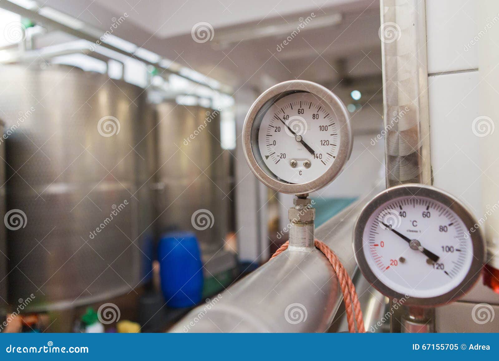 Pressure Manometer and Temperature Thermometer from a Distillery Tank ...