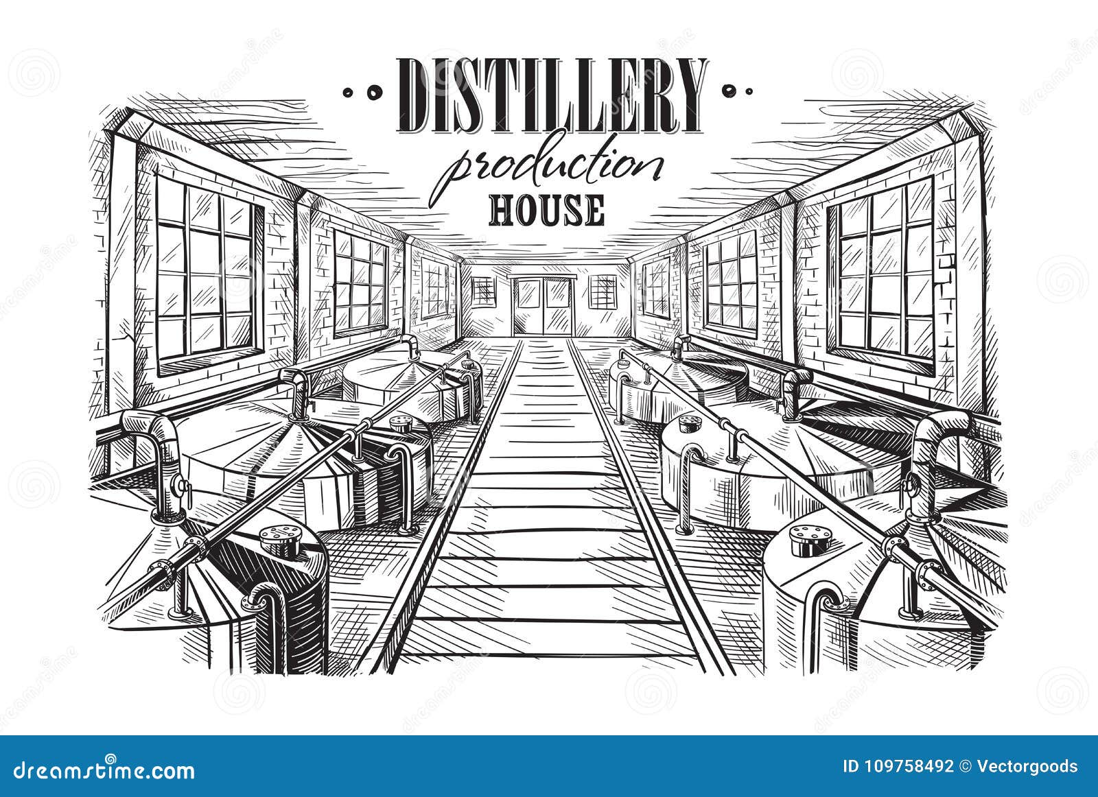 Distillery Production House Stock Vector - Illustration of distillation ...