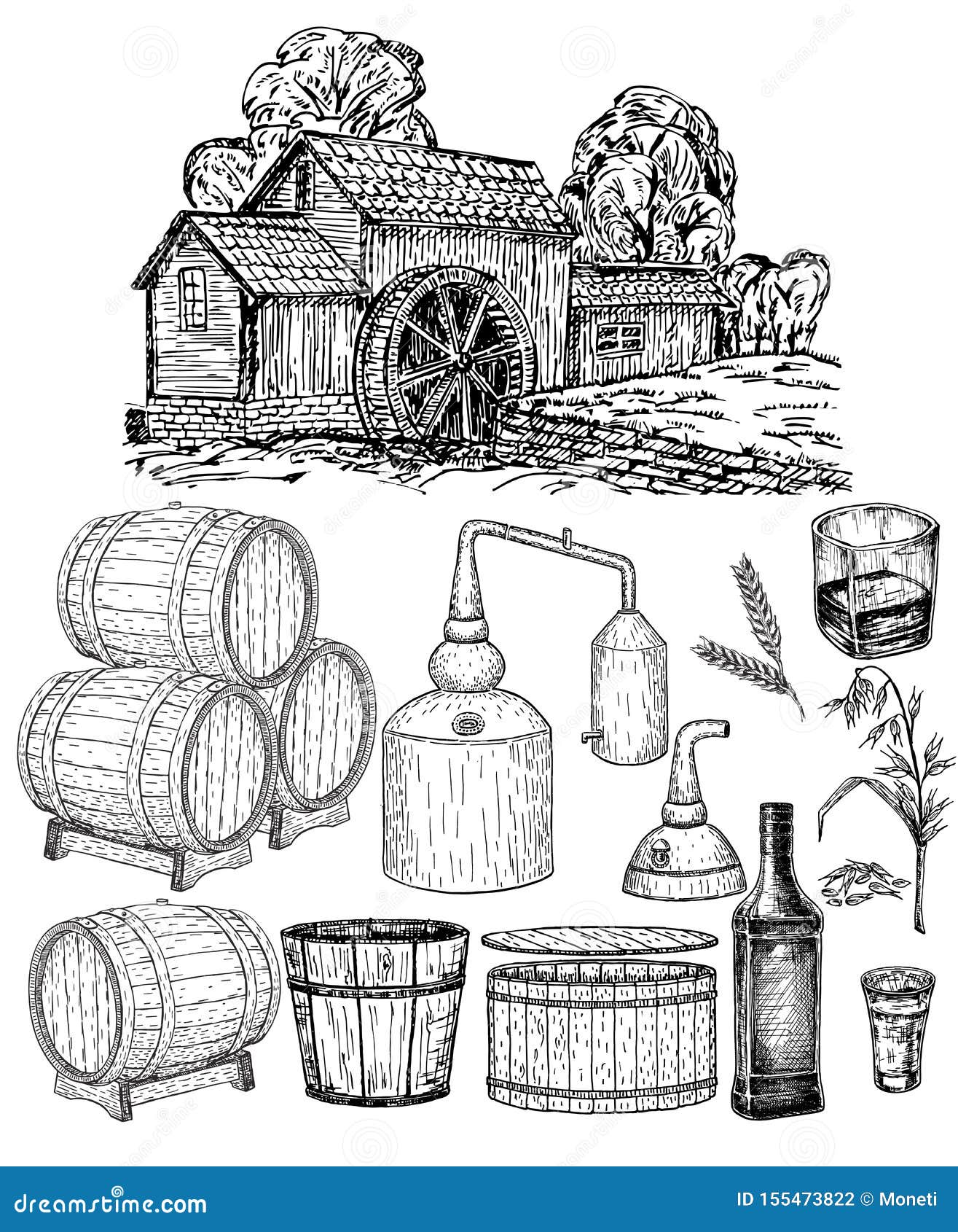 Distillery Production House Vector Illustration | CartoonDealer.com ...