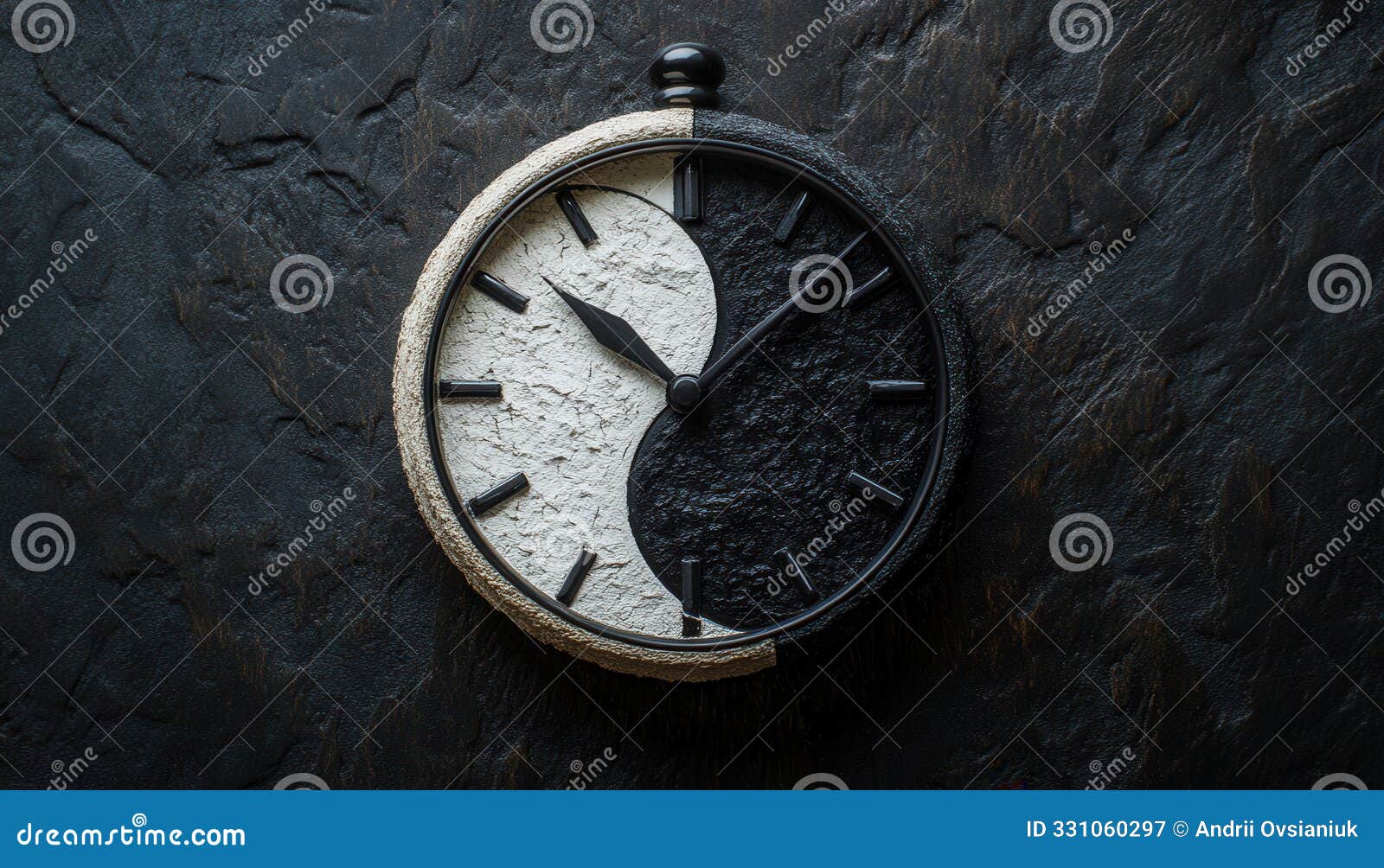 Unique Yin-yang Clock Design on Textured Black Background Showcasing ...