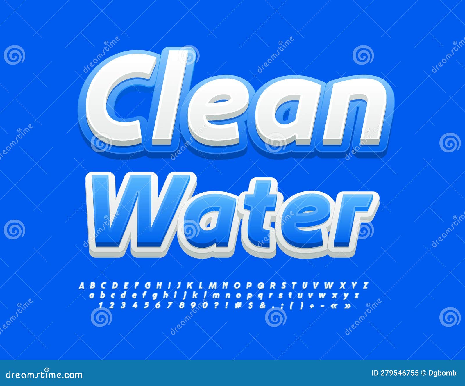 Vector Creative Sign Clean Water. Modern Bright Font. Artistic Alphabet ...