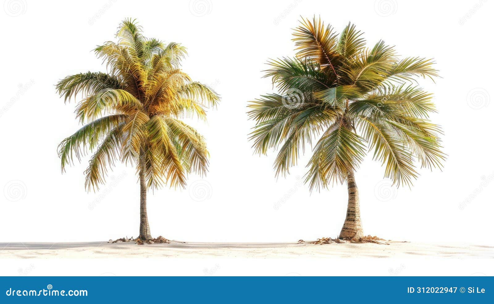 Distinctive Coconut Tree on White Background: Highlighting the ...