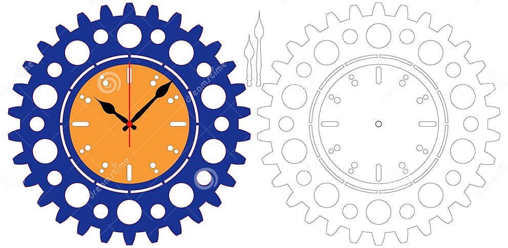 Geometric CNC Wall Clock Design with Timming Marks Stock Illustration ...