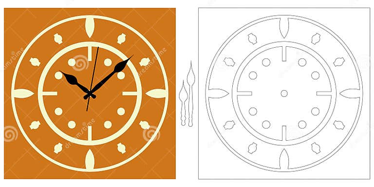 Geometric CNC Wall Clock Design with Numbers Stock Illustration ...