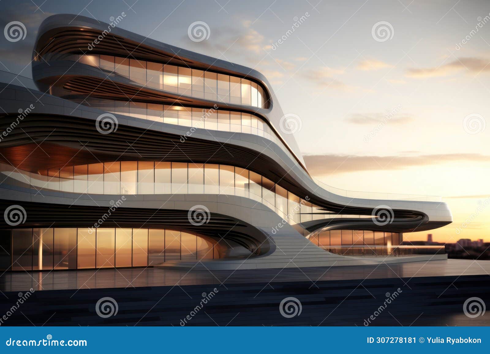 Distinctive Modern Architecture Facade Wave Style. Generate Ai Stock ...