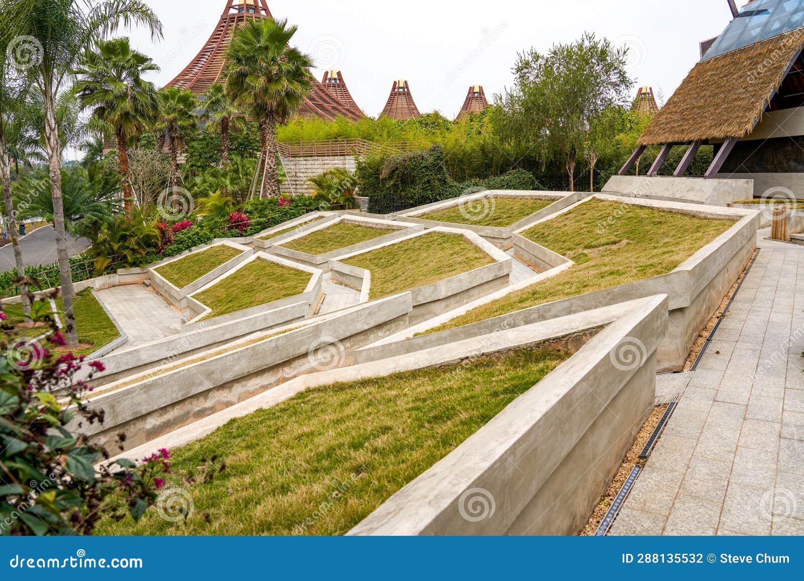 A Distinctive Thai Southeast Asian Style Garden Stock Photo - Image of ...
