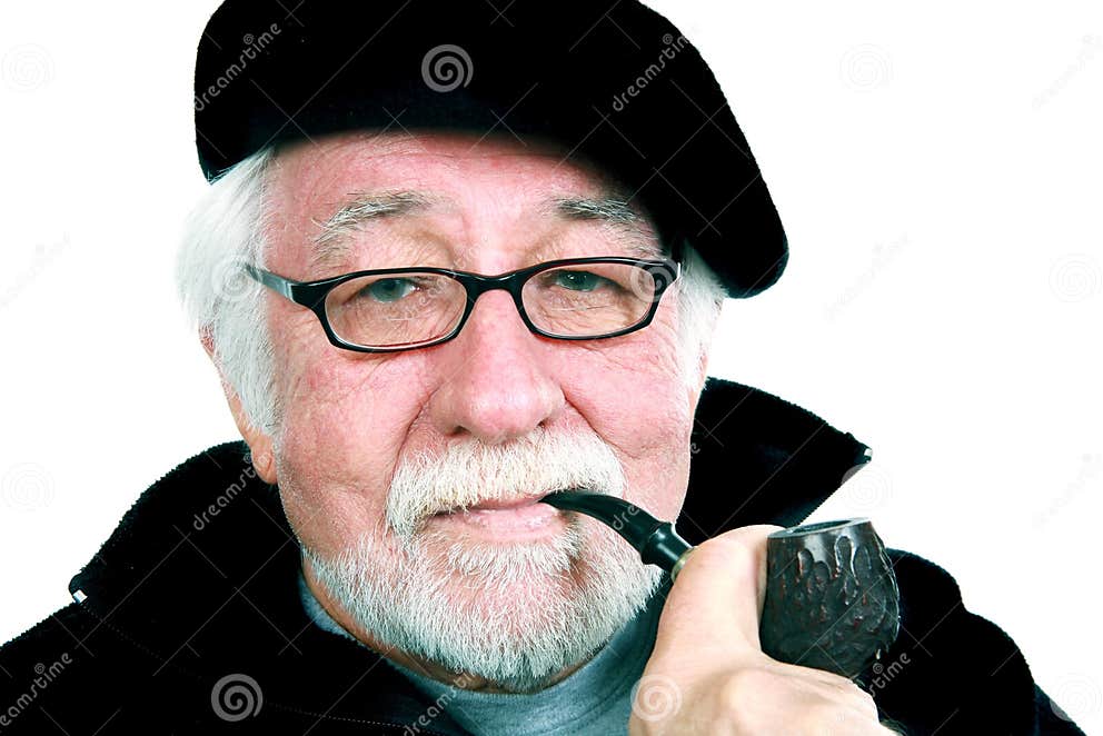 Distinguished Gentleman Smoking Pipe Stock Photo - Image of pensioner ...