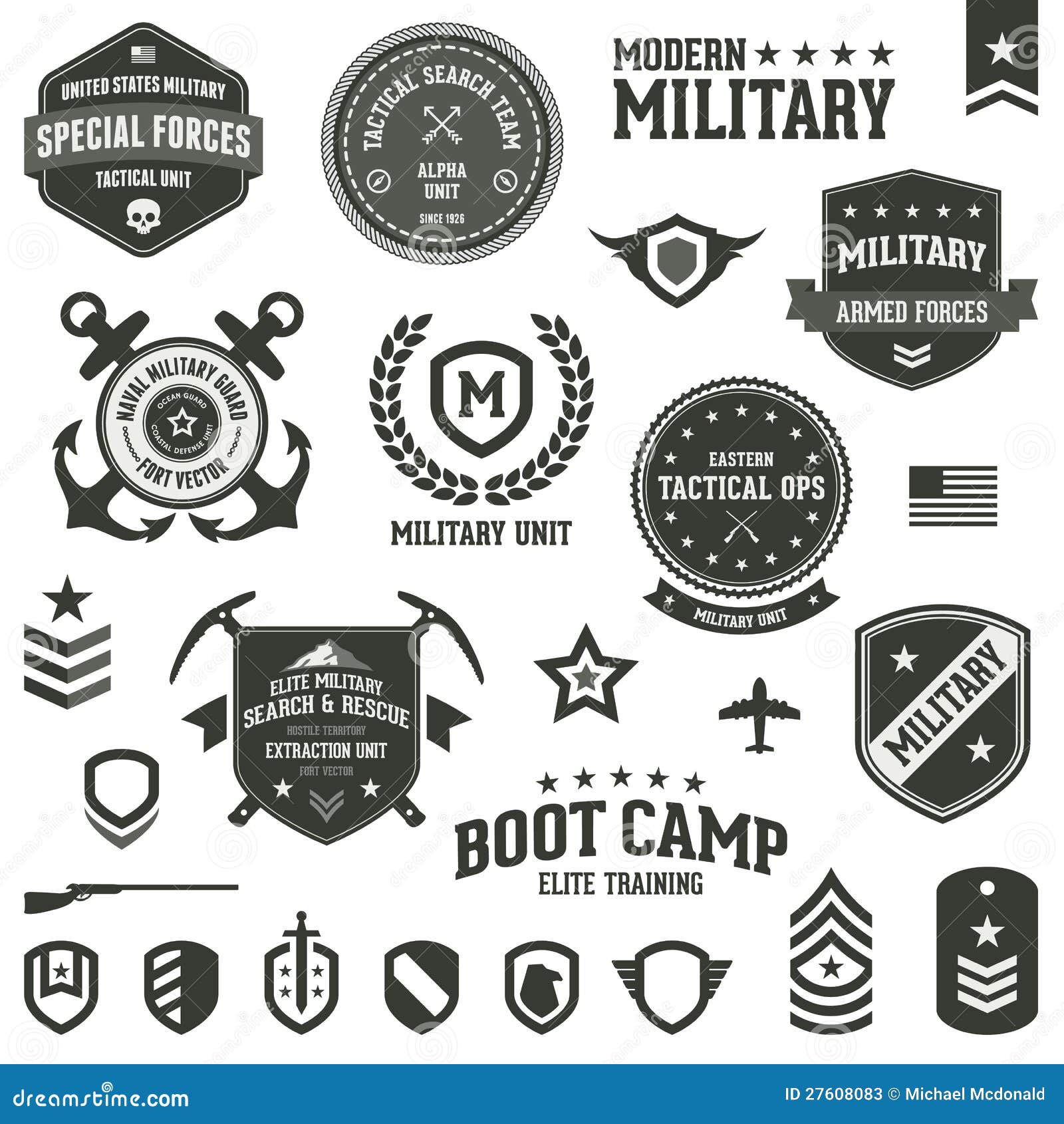 Distintivi militari illustrazione vettoriale. Illustrazione di ...