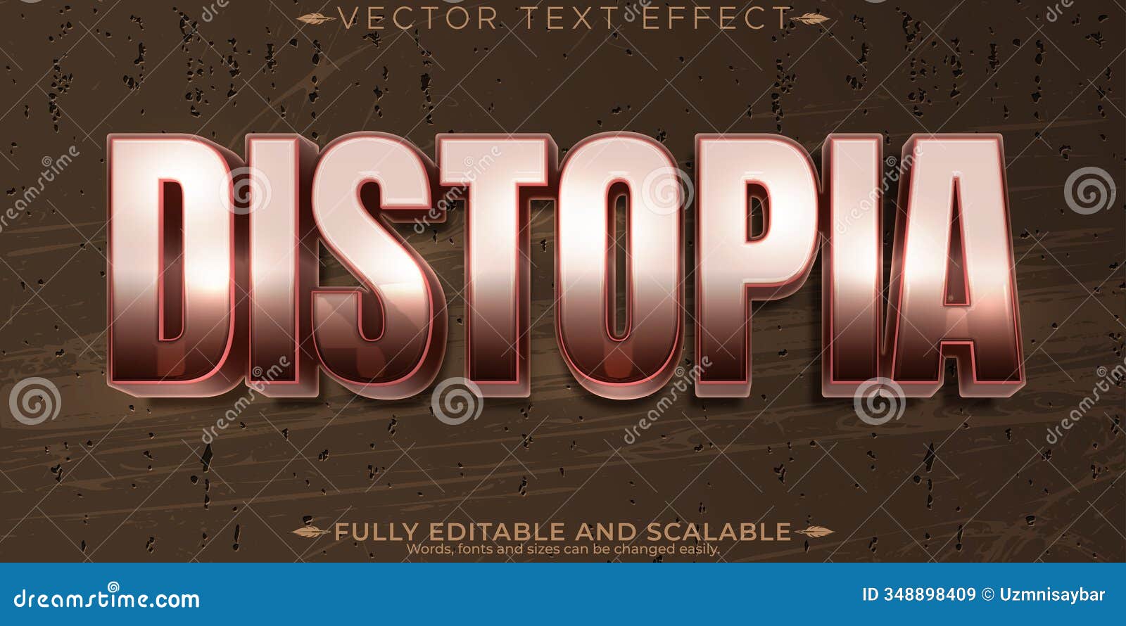 Distopia Text Effect, Editable Retro and Metallic Text Style Stock ...