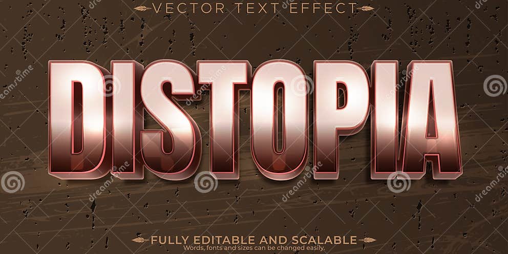 Distopia Text Effect, Editable Retro and Metallic Text Style Stock ...