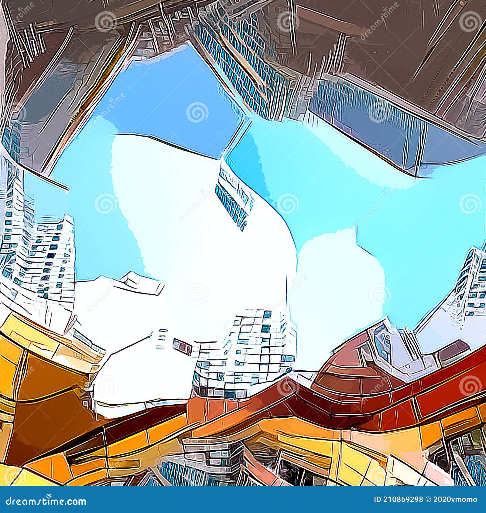 Distort Buildings from Low Angle Abstract Art Illustration Wallpaper ...