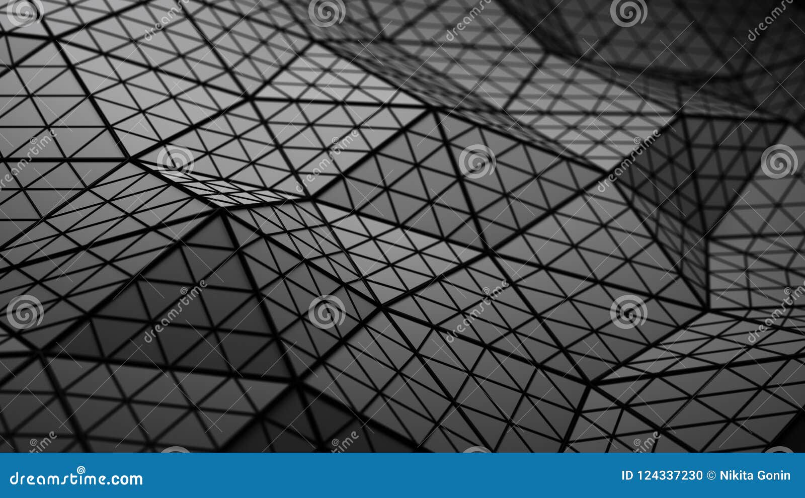 Distorted Black Low Poly Shape 3D Render Illustration Stock ...