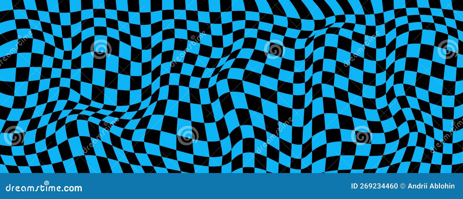 Distorted Blue Wireframe Background. Abstract Wavy Checkerboard ...