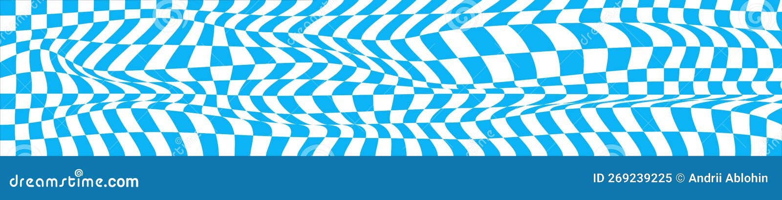 Distorted Blue and White Chessboard Background. Chequered Optical ...
