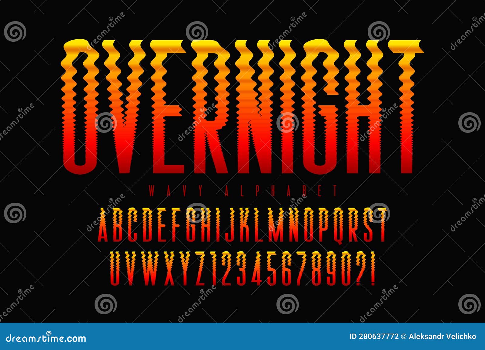 Distorted Bright Light Characters, Retro-futuristic Original Type ...