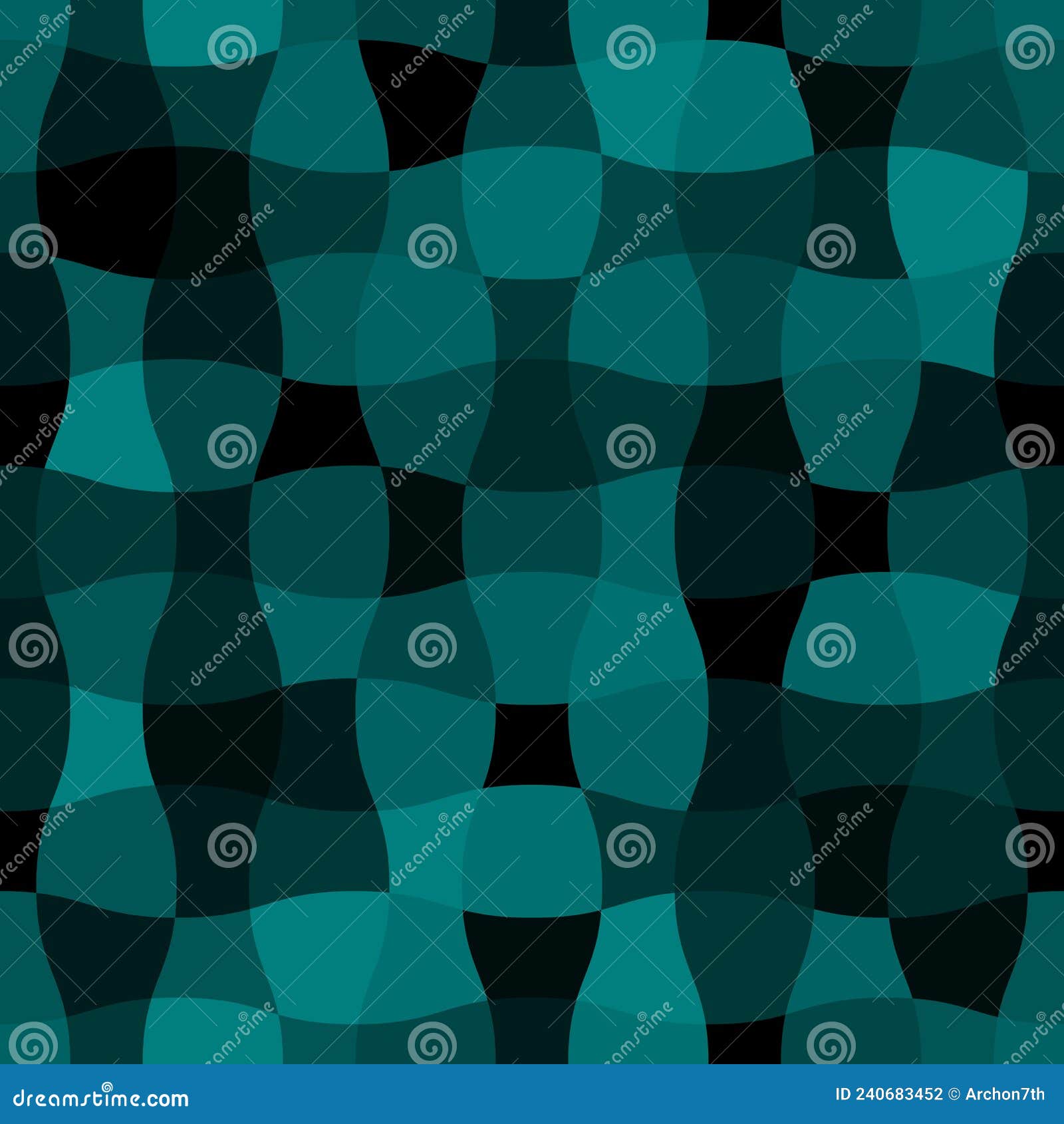 Distorted Checkered Pattern in Dark Green Halftones. Vector Seamless ...