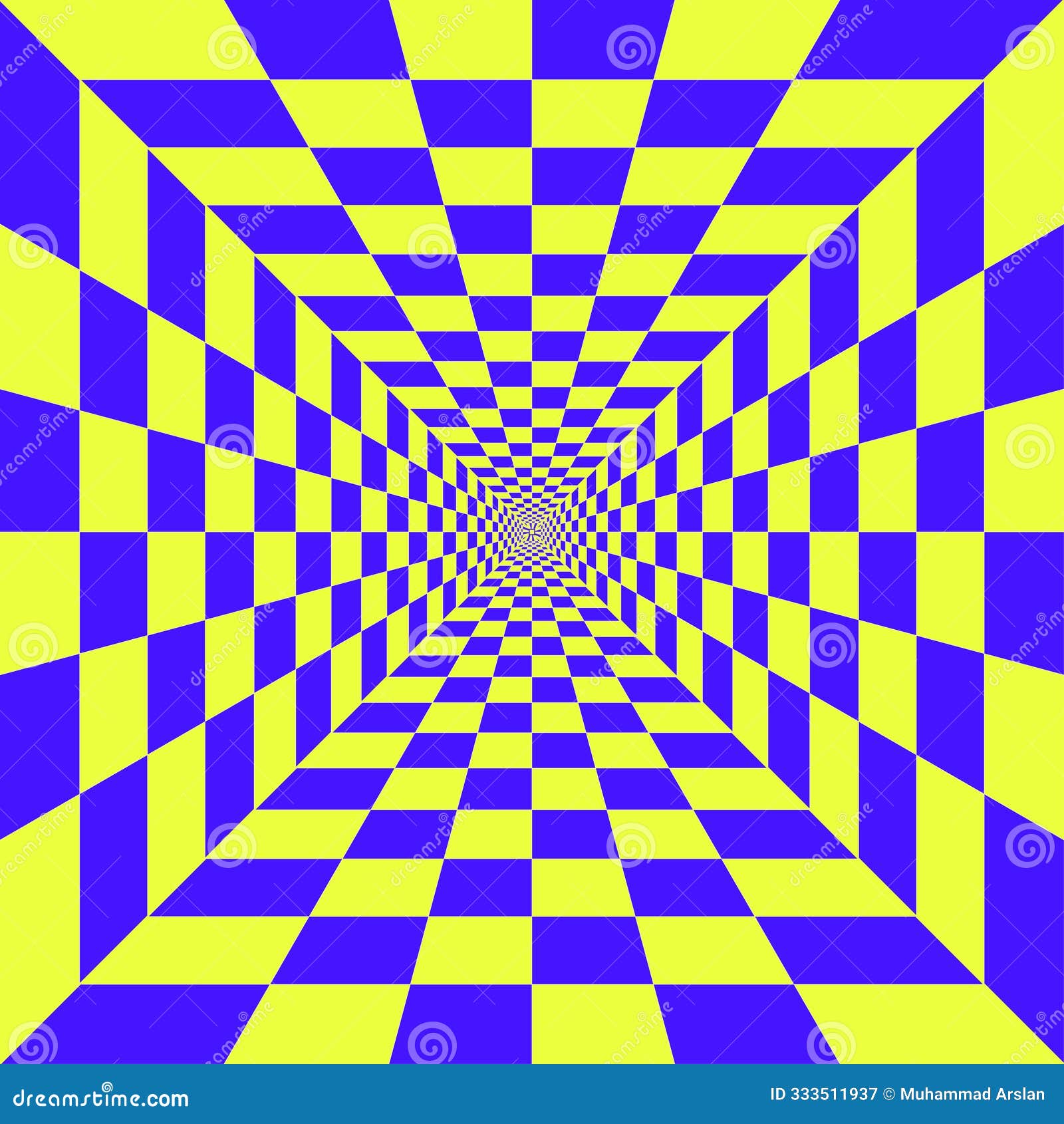 Distorted Checkered Pattern in Yellow and Blue Colors Stock ...