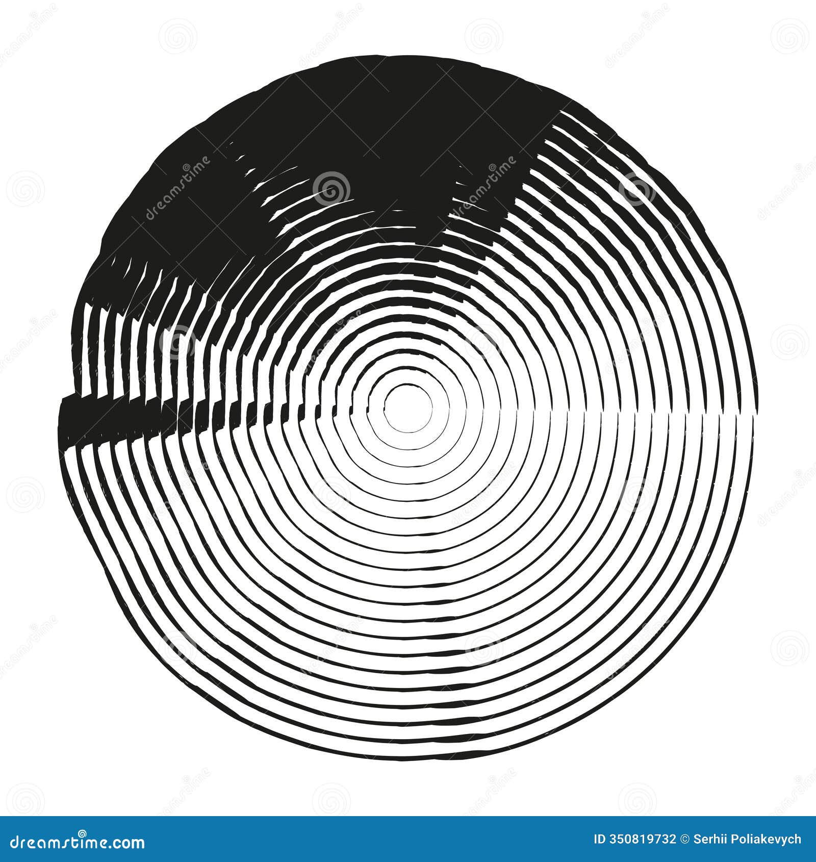 Distorted Circle Shape. Abstract Circular Design. Geometric Concentric ...
