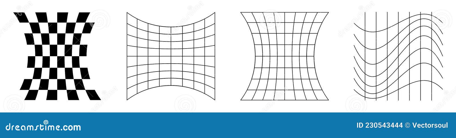 Distorted, Deformed Grids, Meshes, Checkerboards. Abstract Warp, Tweak ...
