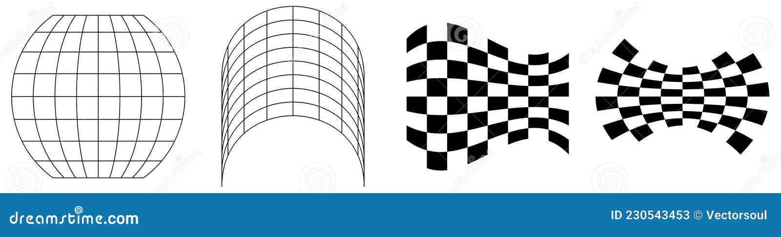 Distorted, Deformed Grids, Meshes, Checkerboards. Abstract Warp, Tweak ...