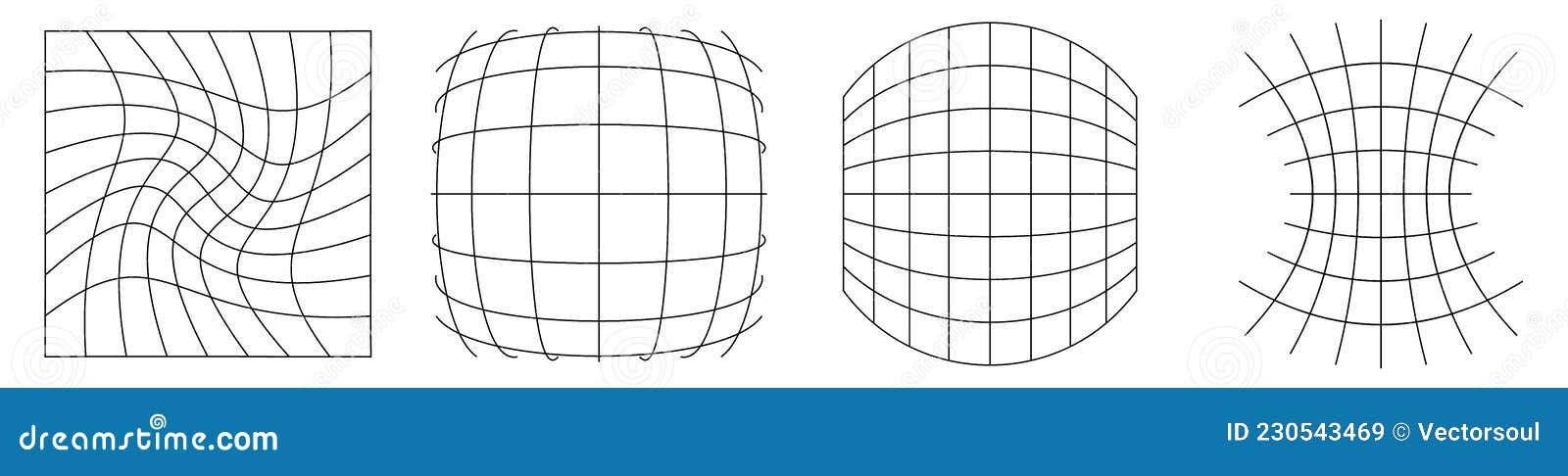 Distorted, Deformed Grids, Meshes, Checkerboards. Abstract Warp, Tweak ...