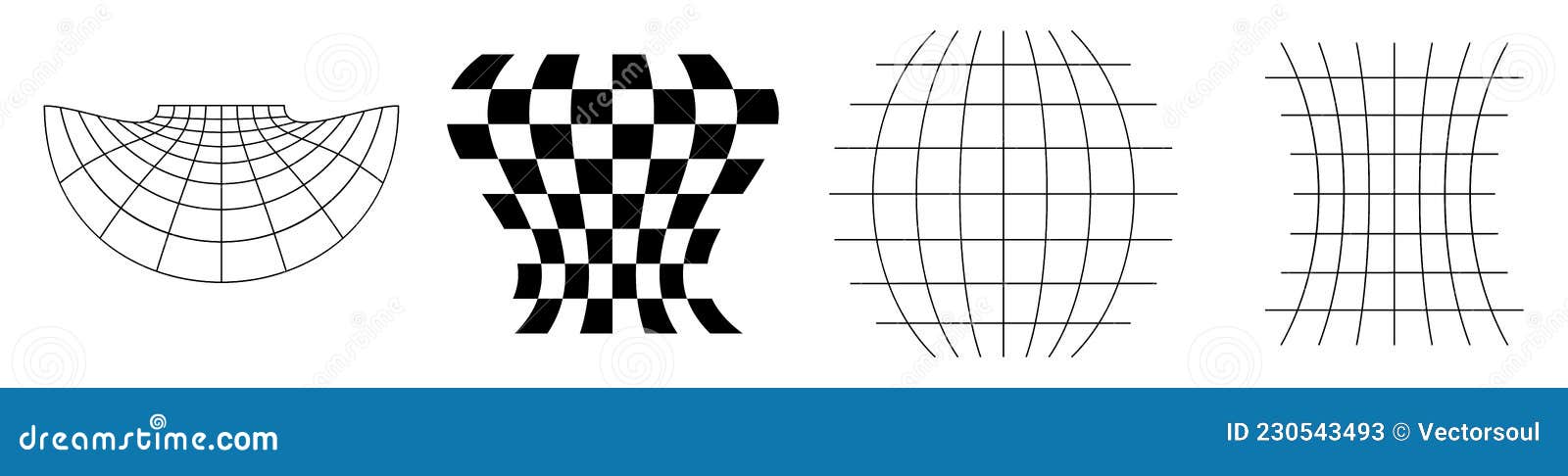 Distorted, Deformed Grids, Meshes, Checkerboards. Abstract Warp, Tweak ...