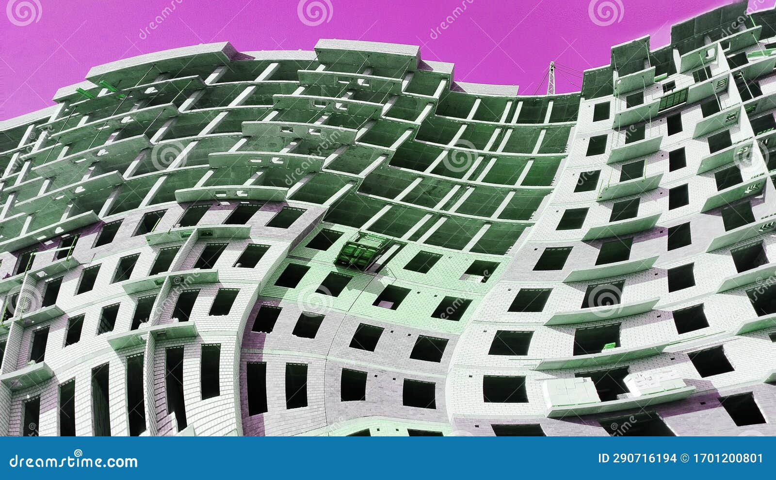 Distorted Design of Modern Building Facade. Futuristic Architecture ...