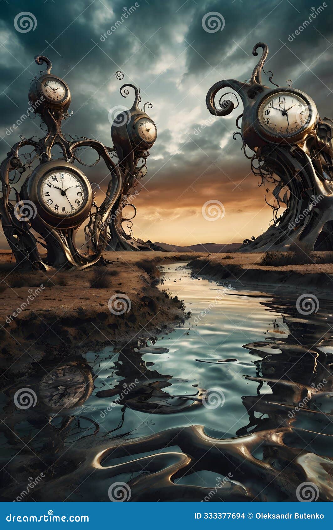 A Distorted, Dreamlike Landscape with Surreal, Distorted Elements Such ...