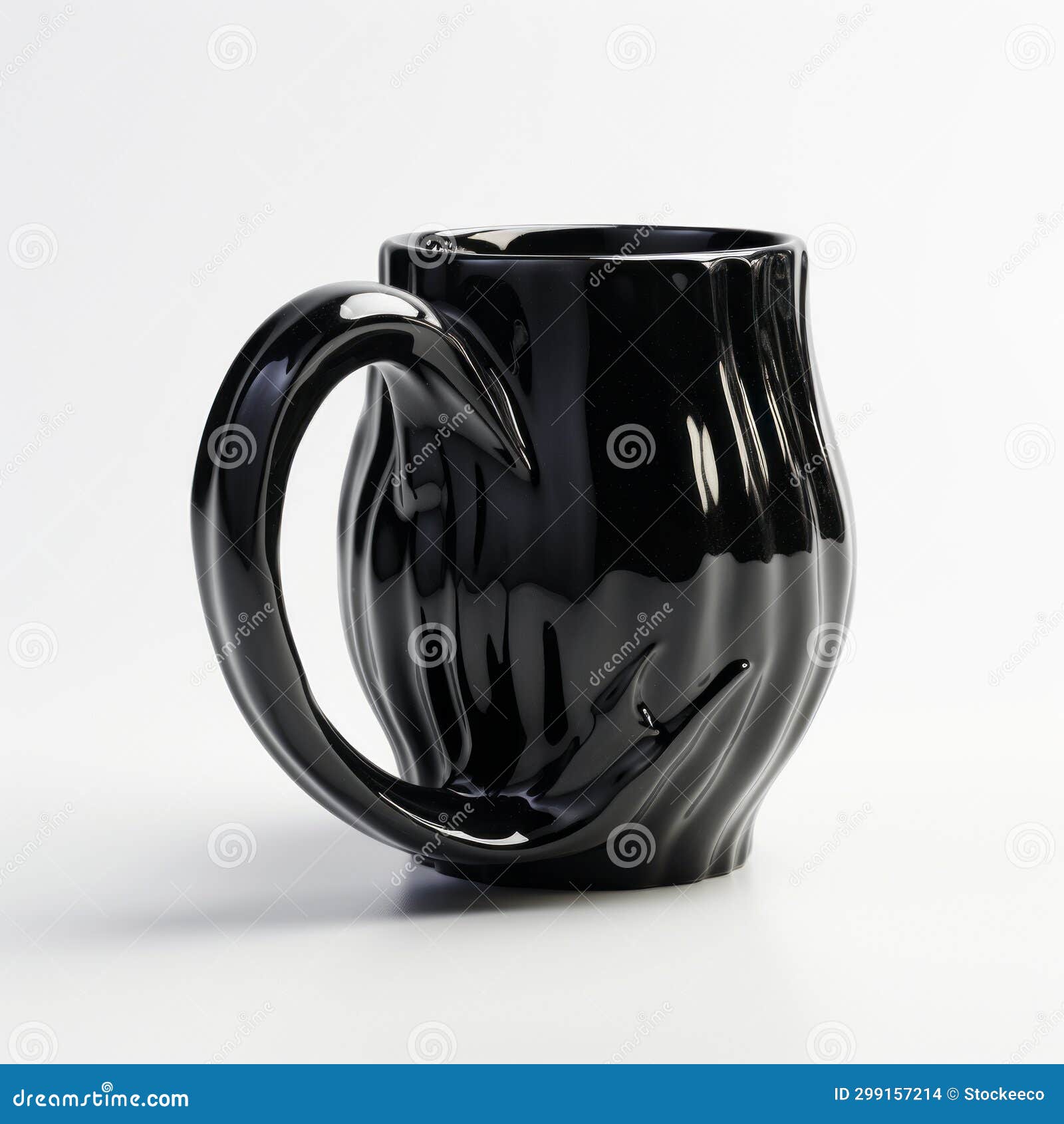 Distorted Form: Black Ceramic Mug with Monochromatic Color Scheme Stock ...