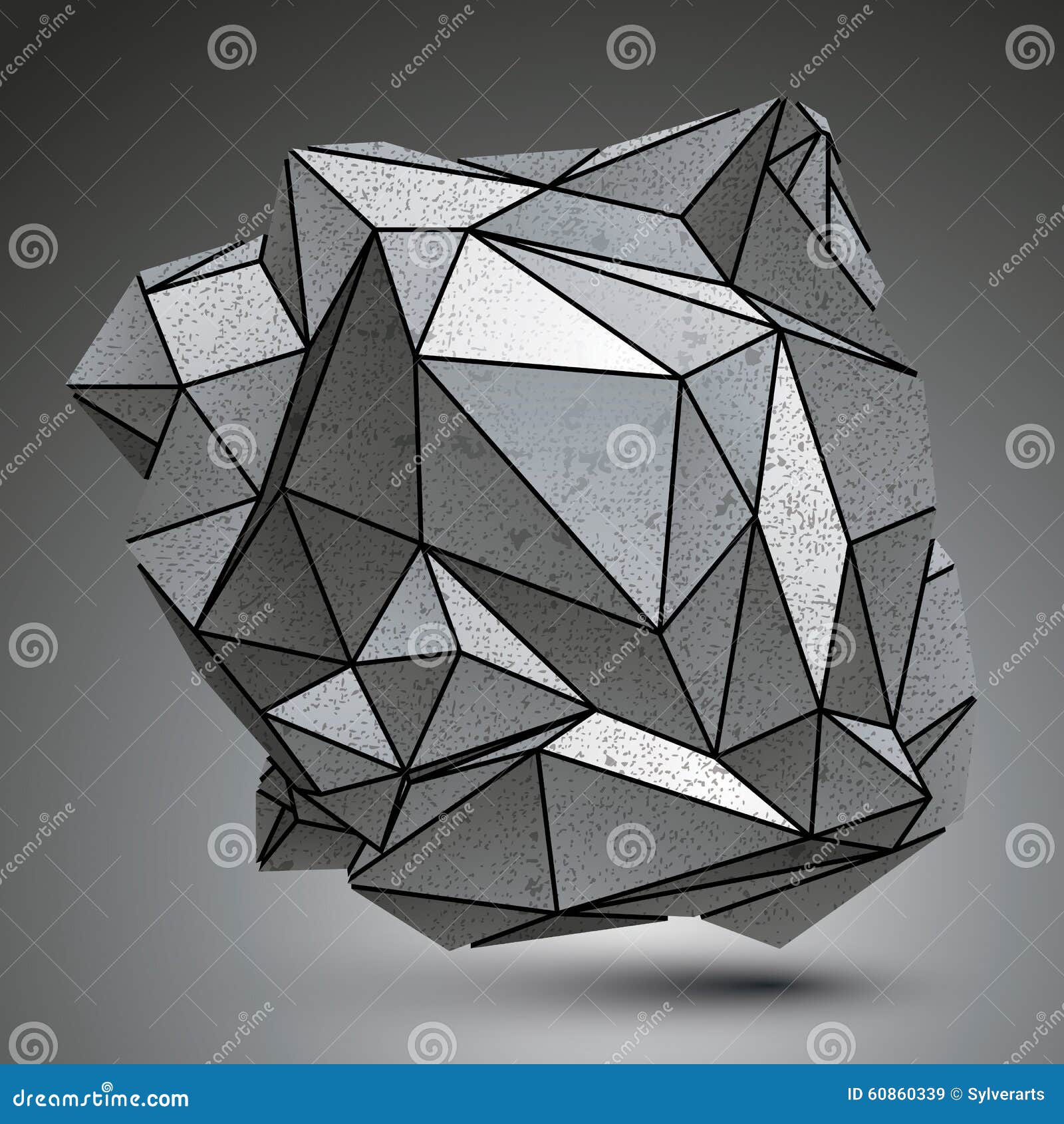 Distorted Galvanized 3d Object Created from Geometric Figures Stock ...